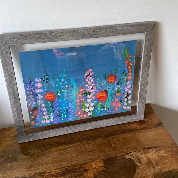 Art | Hand Painted Acrylic Floral Painting In Frame | Poshmark